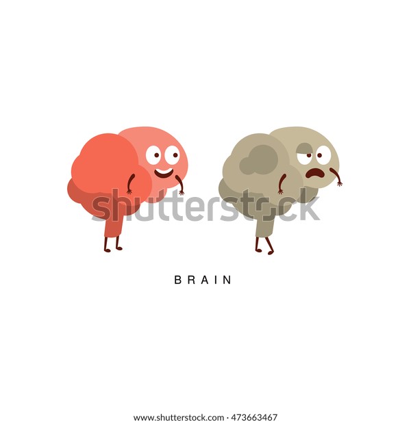 Healthy vs Unhealthy Brain Infographic Illustration