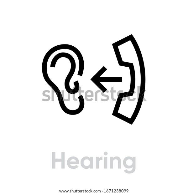 Hearing Call Phone Icon Editable Line Stock Vector (Royalty Free ...
