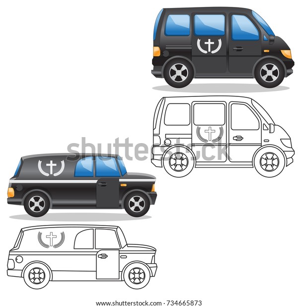 Hearse Side View Isolated On White Stock Vector (Royalty Free) 734665873
