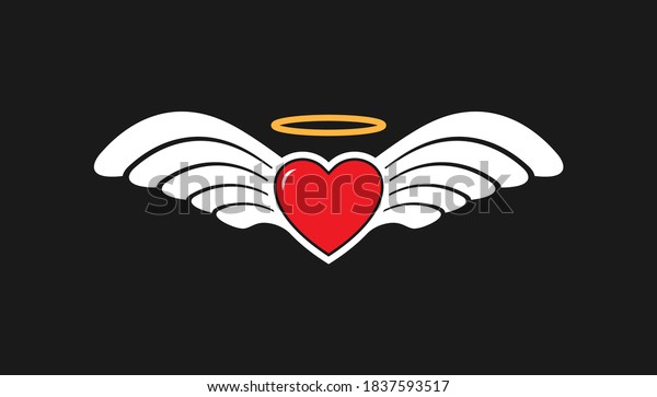 Heart Angel Wings Flat Design Isolated Stock Vector (Royalty Free ...