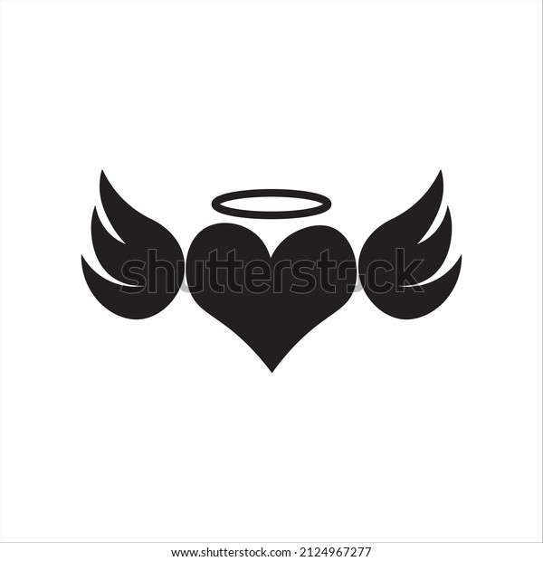 Heart Angel Wings Icon Vector Illustration Stock Vector (Royalty Free ...
