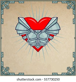 Heart Armor Background Imitation Old Paper Stock Vector (Royalty Free ...