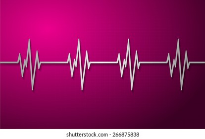 Heart Beat Cardiogram Pulse Icon Pink Stock Vector (Royalty Free) 266875838