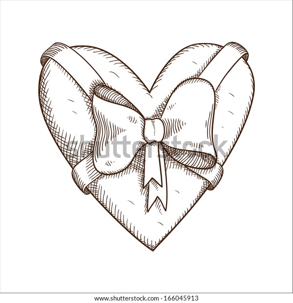 Heart Bow Isolated On White Sketch Stock Vector (Royalty Free ...