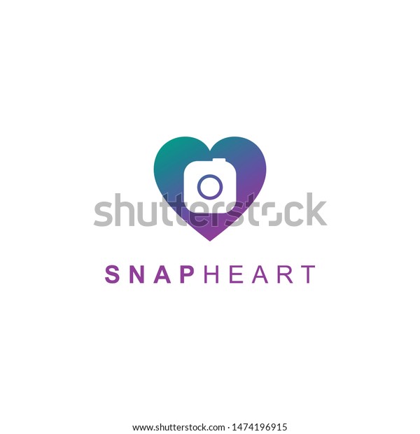 Heart Camera Flat Logo Modern Tehcnology Stock Vector (Royalty Free ...