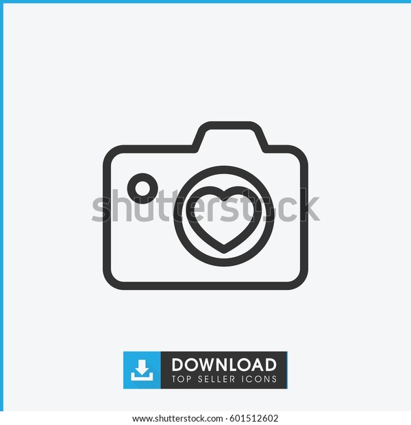 Heart Camera Icon Simple Outline Heart Stock Vector (Royalty Free ...