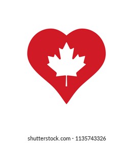 Heart Canadian Maple Leaf Illustration Vector Stock Vector (Royalty ...