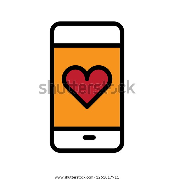Heart Cellphone Icon Stock Vector (Royalty Free) 1261817911 | Shutterstock