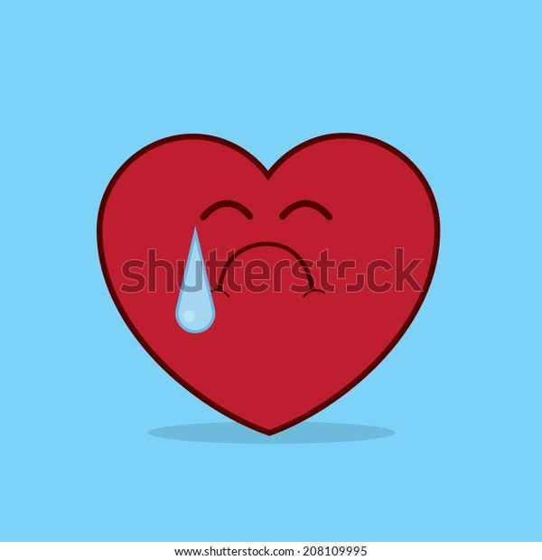Heart Character Crying Large Tear Stock Vector (Royalty Free) 208109995 ...