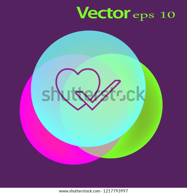 Heart Check Icon Flat Design Vector Stock Vector (Royalty Free ...