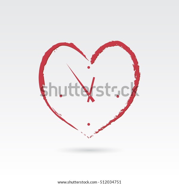 Heart Clock Icon Illustration On White Stock Vector (Royalty Free ...