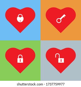 Heart Closed Heart Symbol Key Open Stock Vector (Royalty Free ...