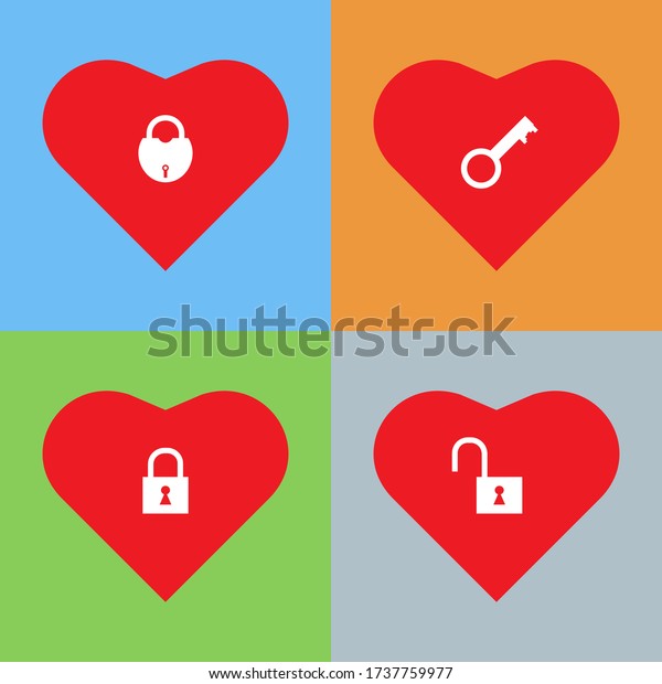 Heart Closed Heart Symbol Key Open Stock Vector (Royalty Free ...