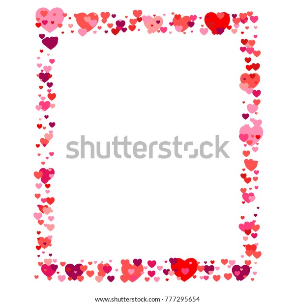 Heart Confetti Frame Border Background Valentines Stock Vector (Royalty ...