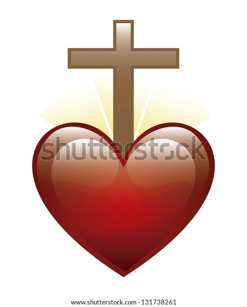 Heart Cross Icon Over White Background Stock Vector (Royalty Free ...