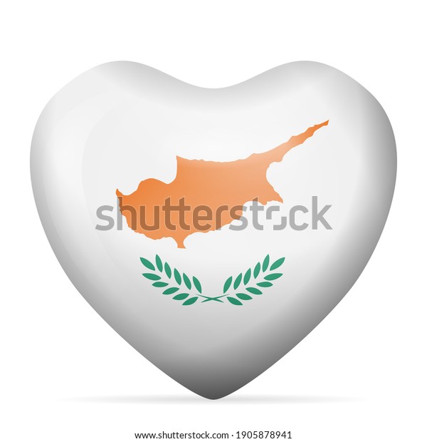 Heart Cyprus Flag On White Background Stock Vector (Royalty Free ...