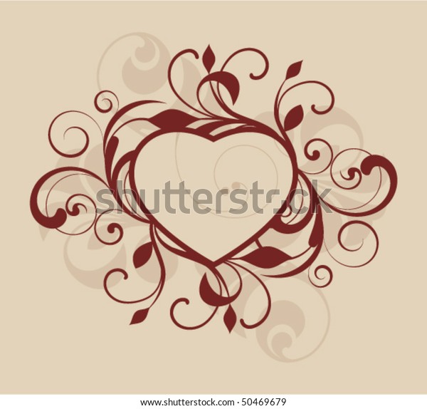 Heart Decorative Elements On Brown Background Stock Vector (Royalty ...