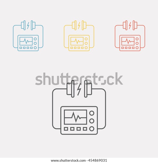 Heart Defibrillator Icon Vector Line Illustration Stock Vector (Royalty ...