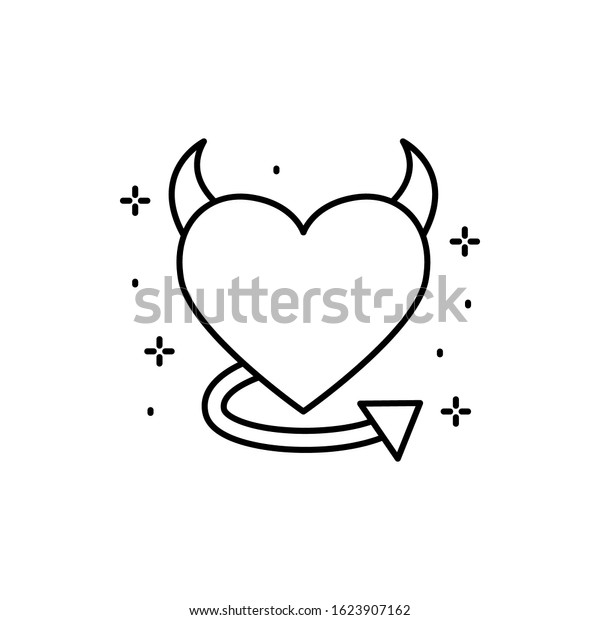 Heart Demon Icon Simple Line Outline Stock Vector (Royalty Free ...