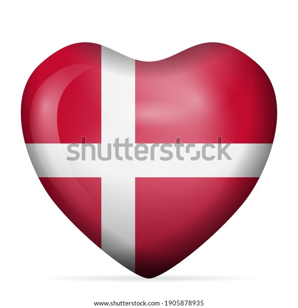 Heart Denmark Flag On White Background Stock Vector (Royalty Free ...