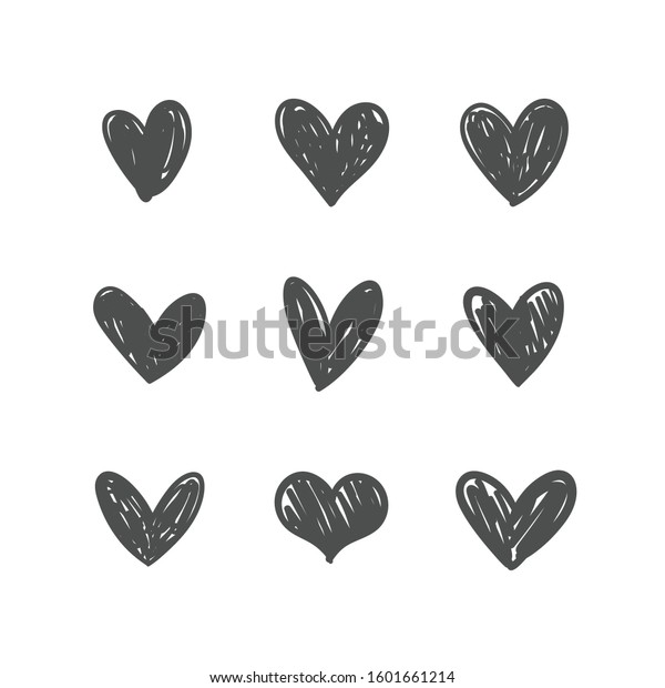 Heart Doodles Collection Set Hand Drawn Stock Vector (Royalty Free ...