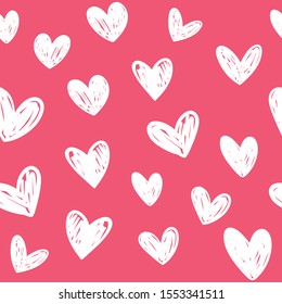 Heart Doodles Seamless Pattern Hand Drawn Stock Vector (Royalty Free ...