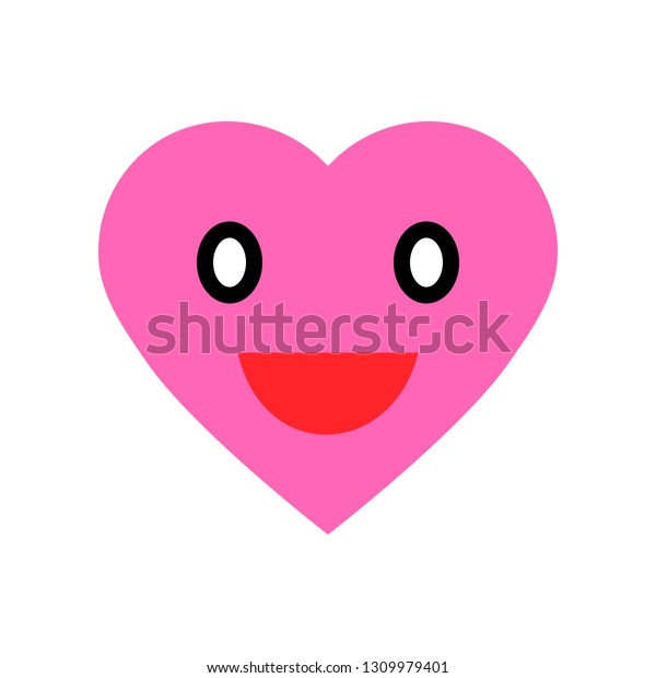 Heart Emoticon Vector Illustration Isolated Flat: เวกเตอร์สต็อก (ปลอด ...
