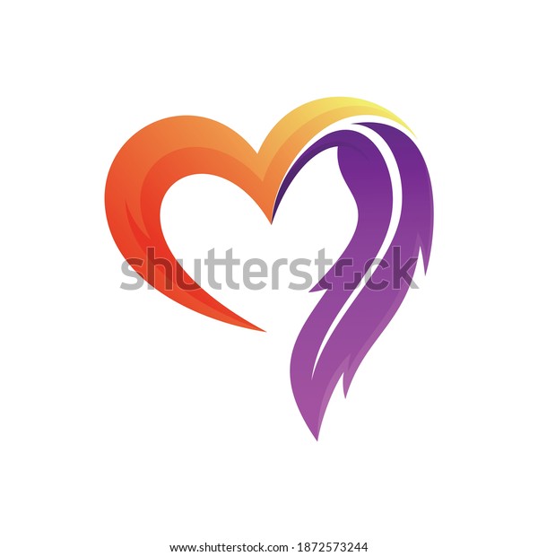 Heart Feather Logo Feather Vector Illustration Stock Vector (Royalty ...
