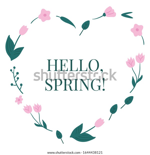 Heart Flowers Spring Decor Vector Framepink Stock Vector (Royalty Free ...