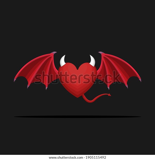 Heart Form Devil On Black Background Stock Vector (Royalty Free ...