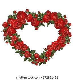 Heart Frame Red Roses Stock Vector (Royalty Free) 172981451 | Shutterstock