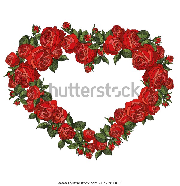 Heart Frame Red Roses Stock Vector (Royalty Free) 172981451 | Shutterstock