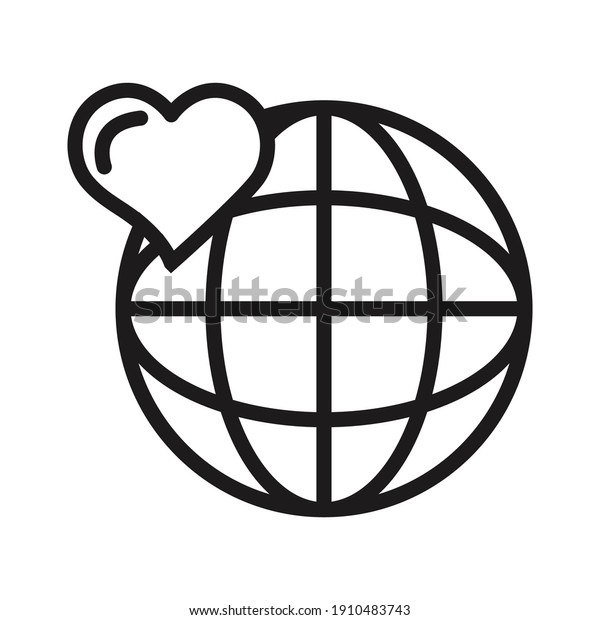 Heart Globe Icon Vector Illustration Isolated Stock Vector (Royalty ...