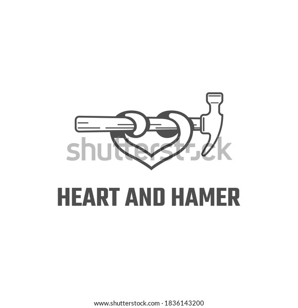 Heart Hammer Logo Vector Illustration Stock Vector (Royalty Free ...