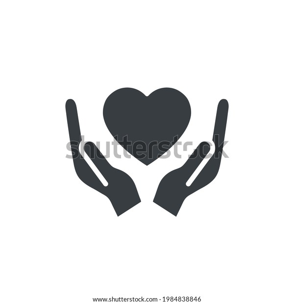 Heart Hand Icon Assistance Support Black Stock Vector (Royalty Free ...