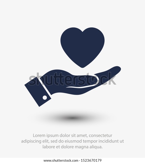 Vektor Stok Heart Hand Symbol Love Vector Illustration (Tanpa Royalti ...