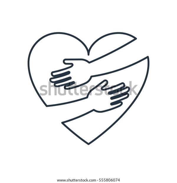 Heart Hug Isolated Line Icon On Stock Vector (Royalty Free) 555806074