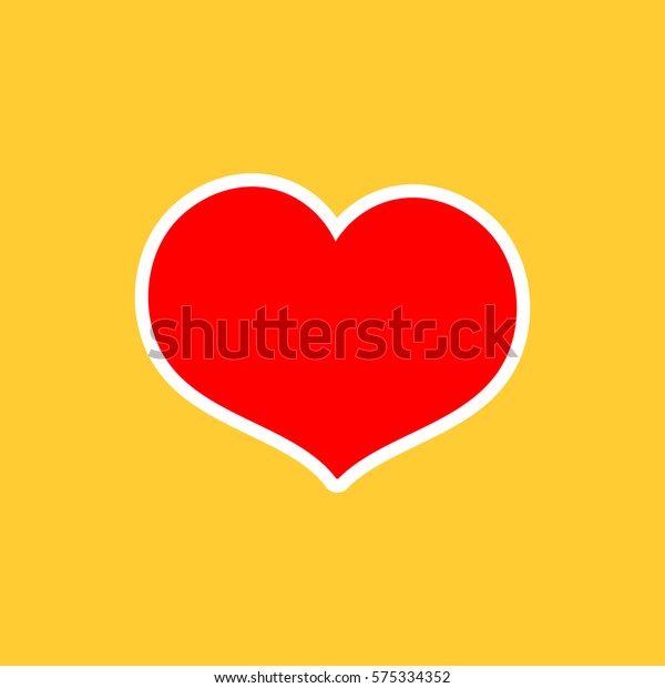 Heart Icon Isolated Sticker Flat Design Stock Vector (Royalty Free ...