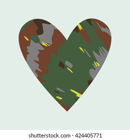Heart Icon Military Style Flat Vector Stock Vector (Royalty Free ...