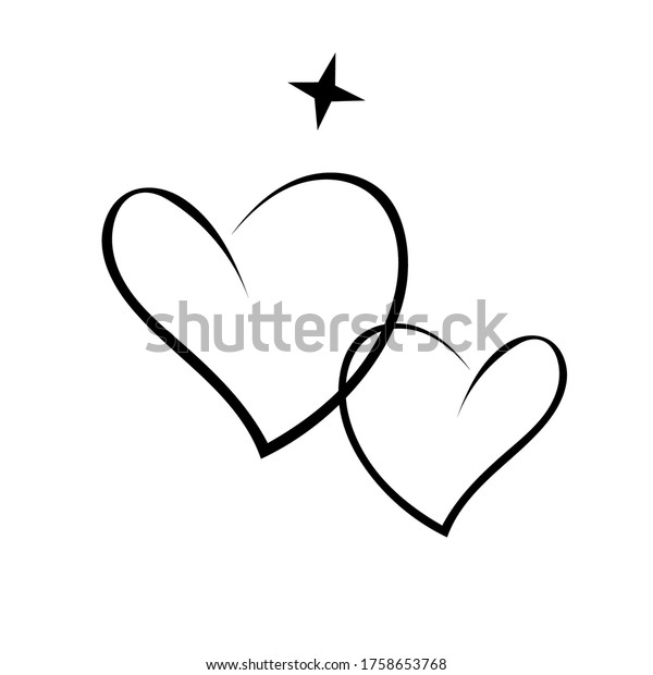 Heart Icon Two Crossed Hearts Star Stock Vector (Royalty Free ...
