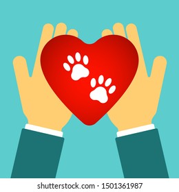 Heart Image Paw Prints Heart Hands Stock Vector (Royalty Free ...