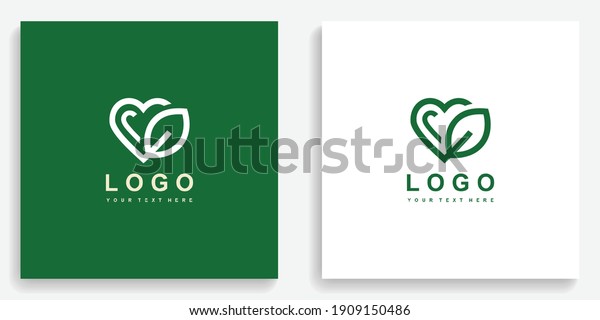 Heart Leaf Icon Symbol Logo Modern Stock Vector (Royalty Free ...