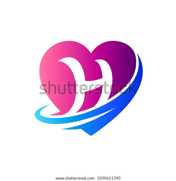 Heart Letter H Initial Logo Template Stock Vector (Royalty Free) 1030651390