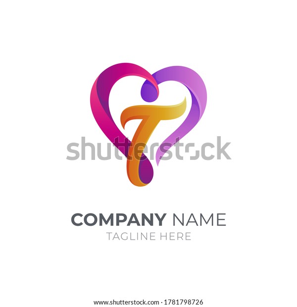 Heart Letter T Logo Concept Love Stock Vector (Royalty Free) 1781798726 ...