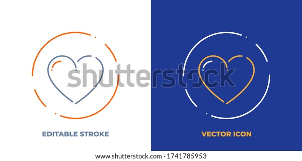 Heart Line Art Vector Icon Editable Stock Vector (Royalty Free ...