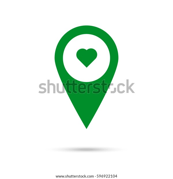 Heart Location Icon Green Icon Gray Stock Vector (Royalty Free ...