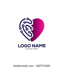 Heart Logo Designs Concept Technology Symbol Stock Vector (Royalty Free ...