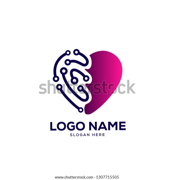 Heart Logo Designs Concept Technology Symbol Stock Vector (Royalty Free ...