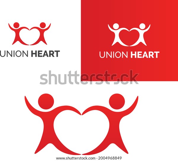Heart Logo Two People Together Hands Stock Vector (Royalty Free ...
