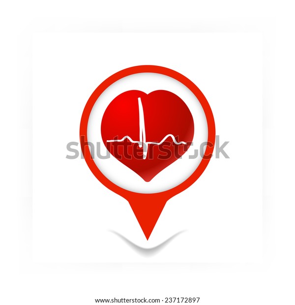 Heart Map Ecg On White Background Stock Vector (Royalty Free) 237172897 ...